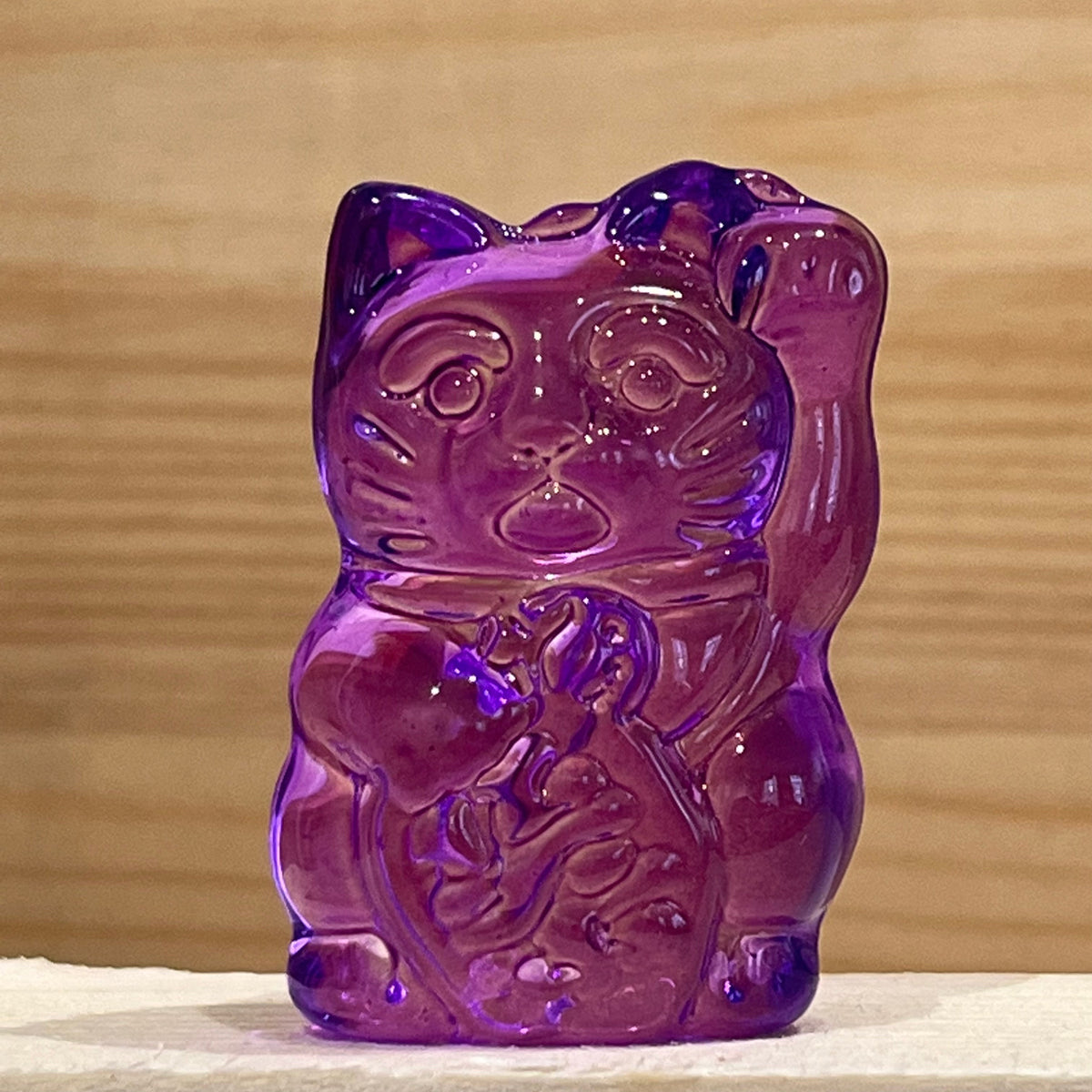 Maneki Neko Lucky Glass Cat Purple - Prosperity – The Lucky Cat Shop